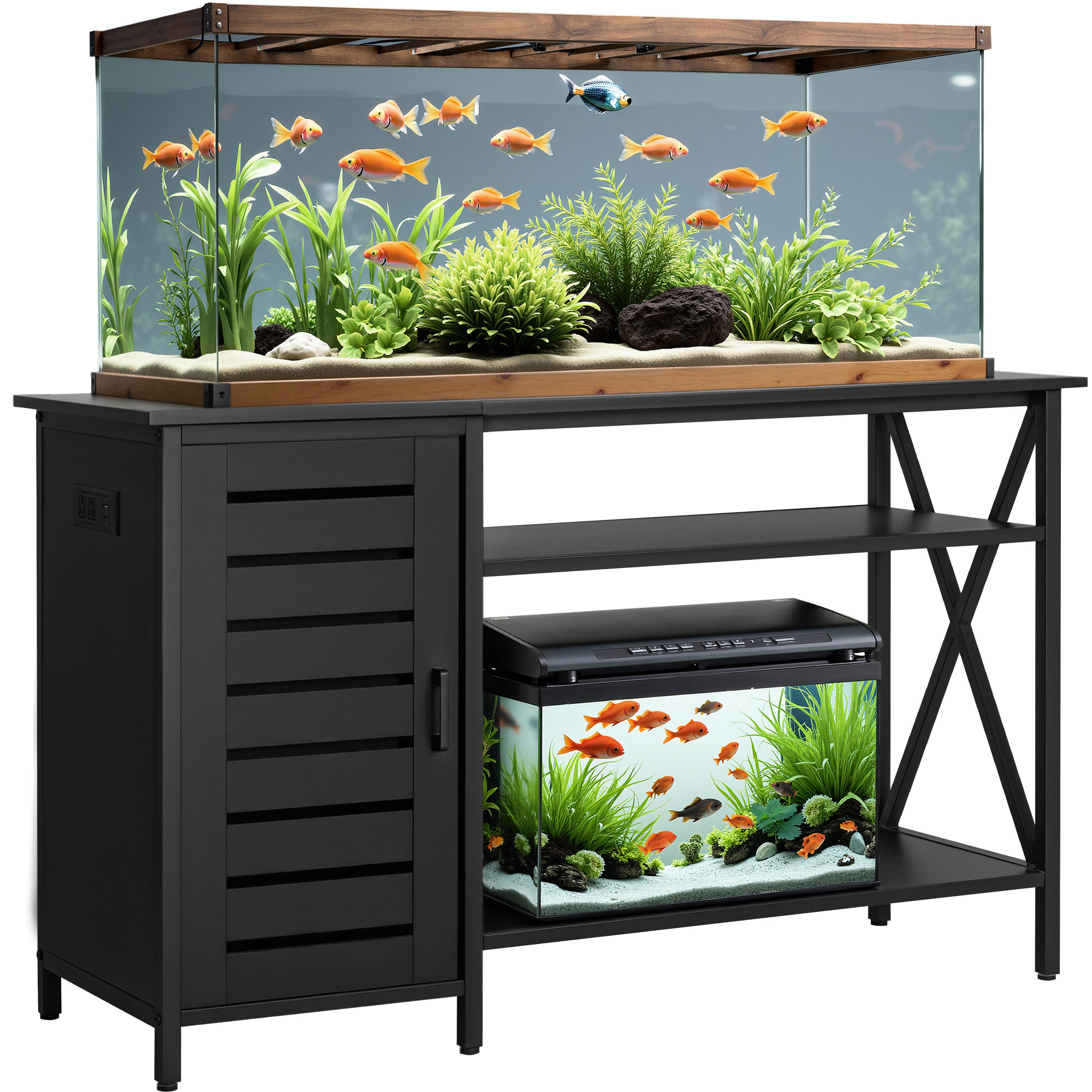 Archie & Oscar™ Aquarium Stand With Built-in Socket & Wooden Cabinet ...