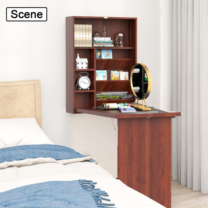 Ebern Designs Wall Mounted Desk,fold Out Convertible Desk | Wayfair