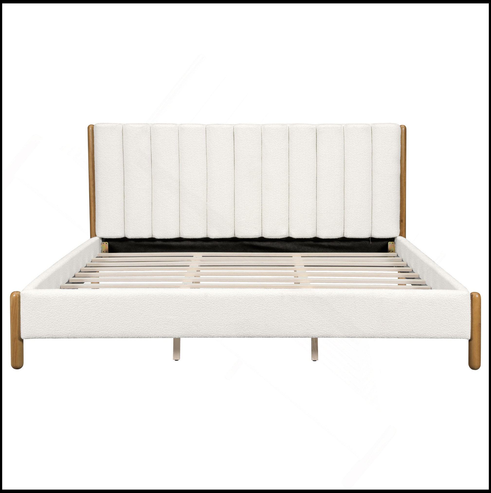 Latitude Run® Bed Frame With Boucle Upholstered Thick Headboard, Solid ...
