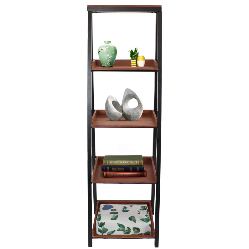 17 Stories Vaile Freestanding 4-Tier Leaning Ladder Shelf Bookshelf ...