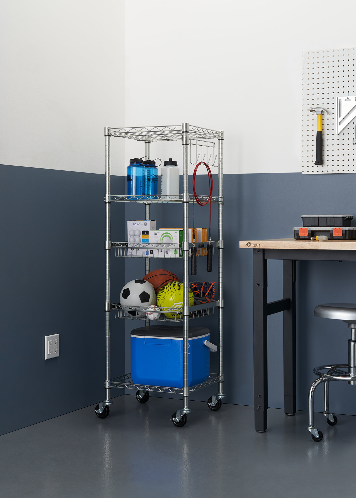 TRINITY EcoStorage Chrome 5-Tier NSF Steel Wire Shelving w/ Baskets ...