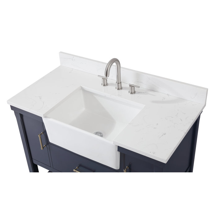 Red Barrel Studio® Kendia 42'' Inches Navy Blue Farmhouse Sink Bathroom ...