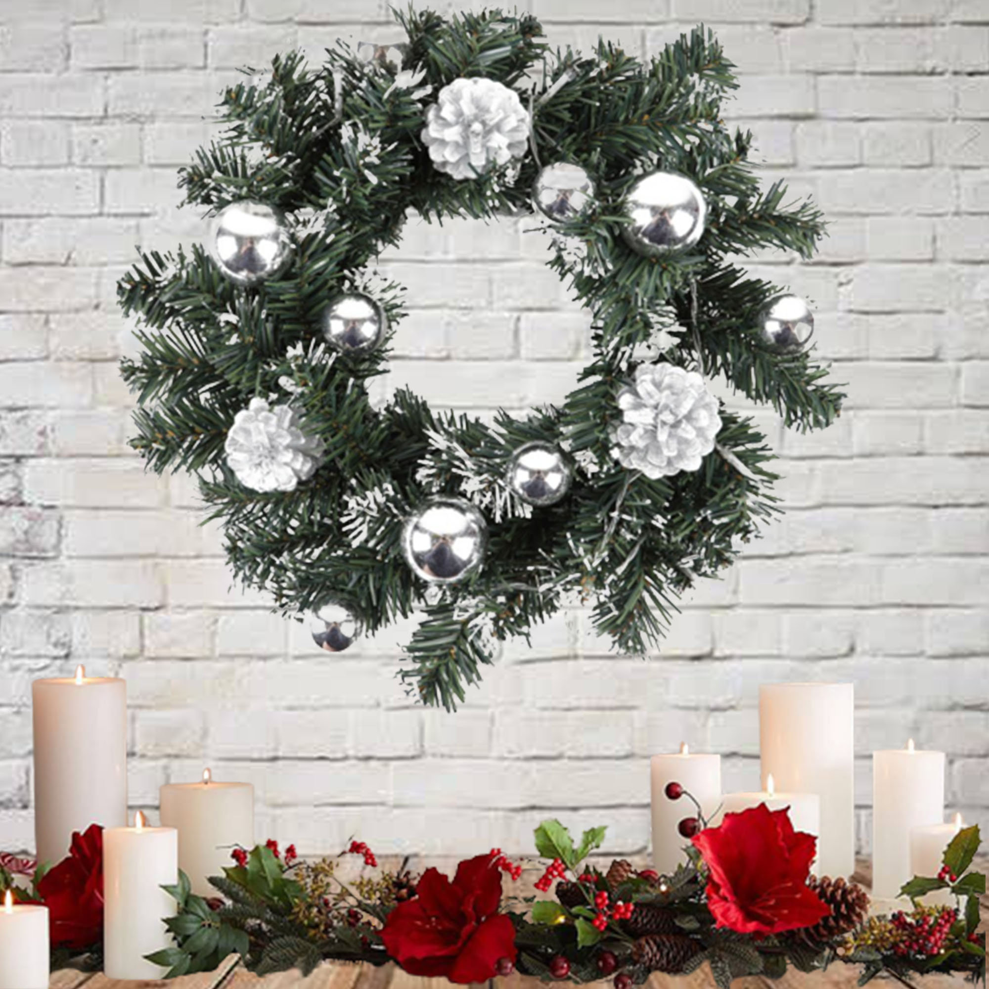 The Holiday Aisle® Faux Lighted Plastic Wreath & Reviews | Wayfair