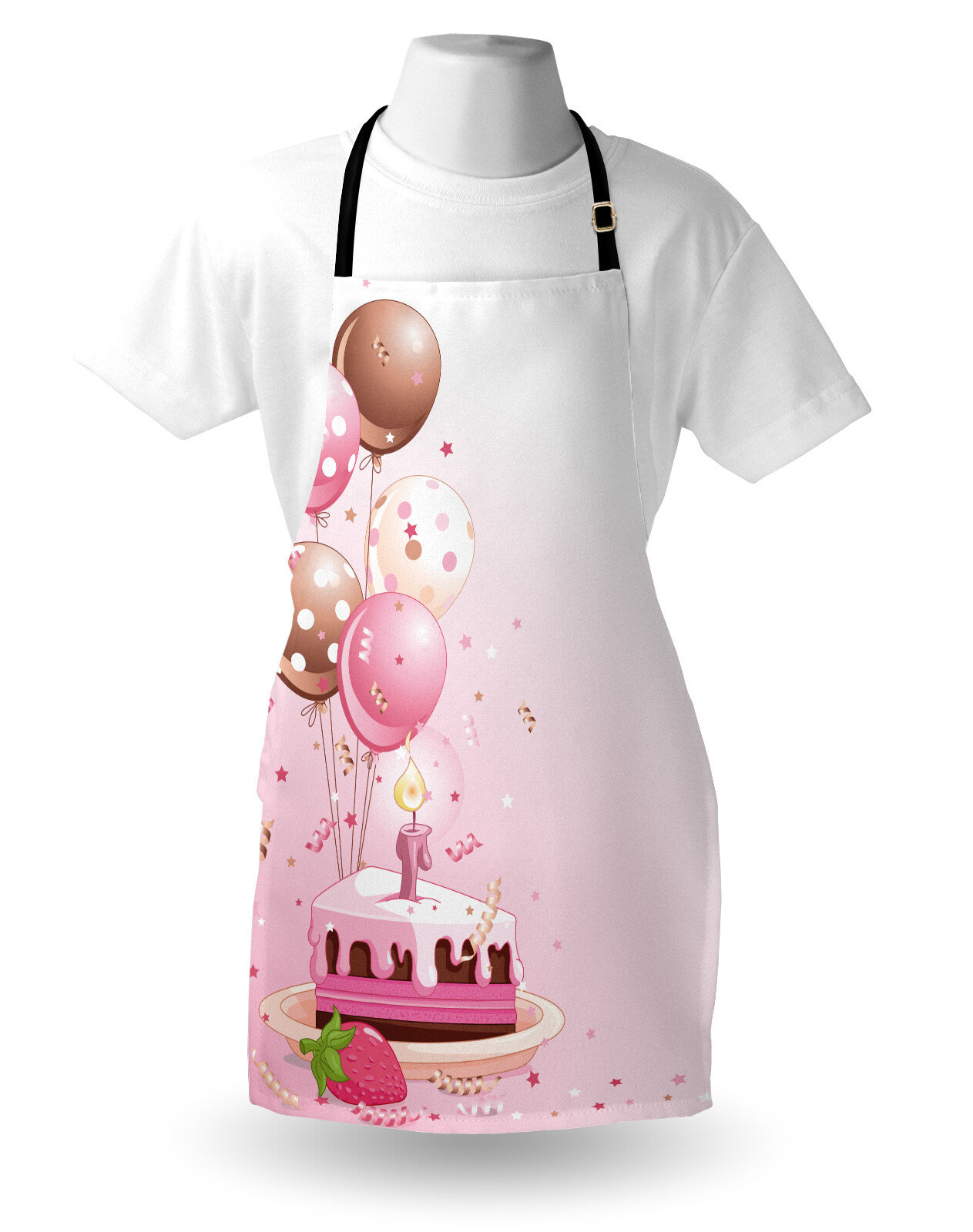 The Party Aisle™ Pink Apron Unisex, Strawberry Cake Balloons, Adult ...