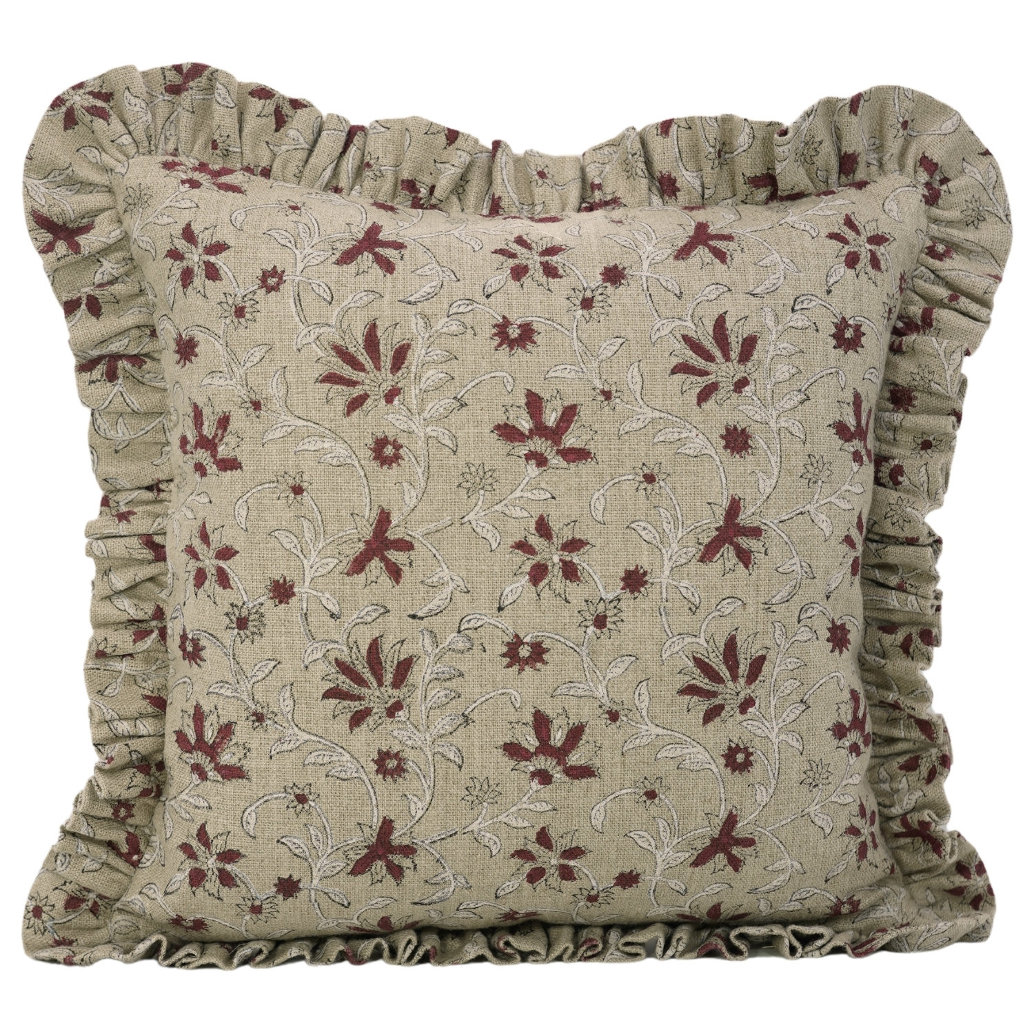 Fabdivine Accent Decorative thick linen Frill Pillowcase cushion, throw ...