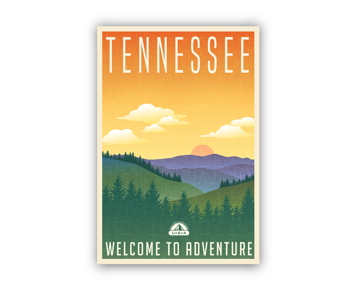 Trinx Tennessee Retro Style State Travel Poster, Vintage Unframed Print ...