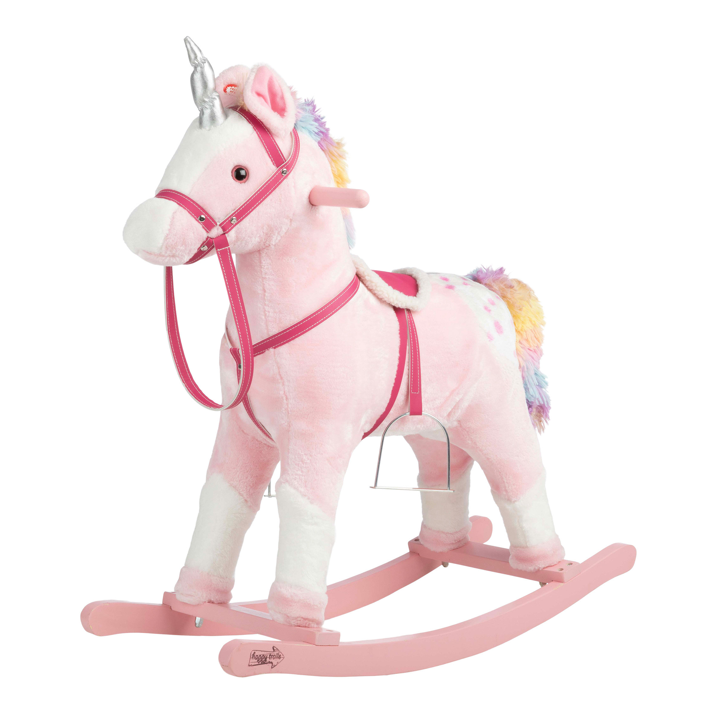 Happy Trails Rocking Horse - Plush Ride on Unicorn with Realistic ...