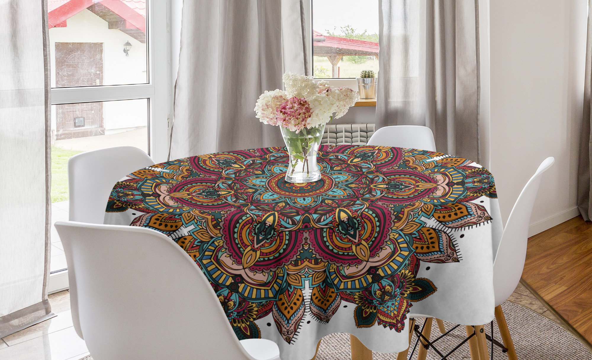 East Urban Home Mandala Round Tablecloth, Mandala Design Unifying ...