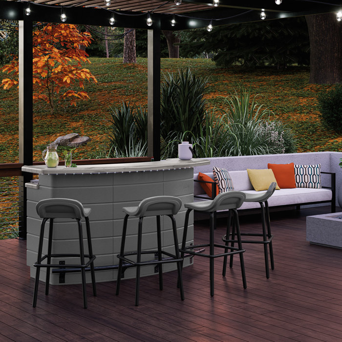 Suncast Backyard Oasis Water Resistant Entertainment Bar with Pull-Out ...