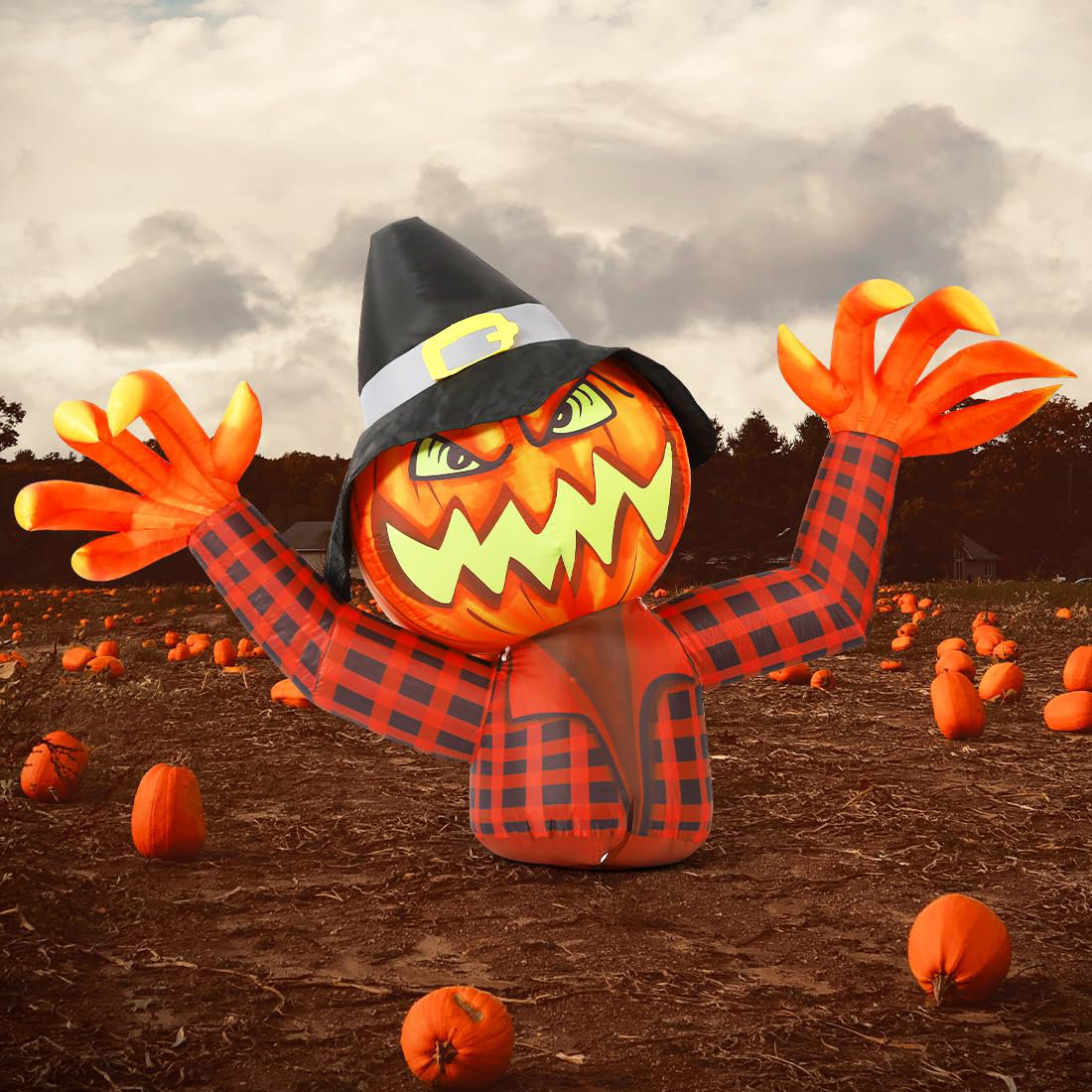 The Holiday Aisle® 6.4 FT Halloween Inflatables Pumpkin Ghost with ...