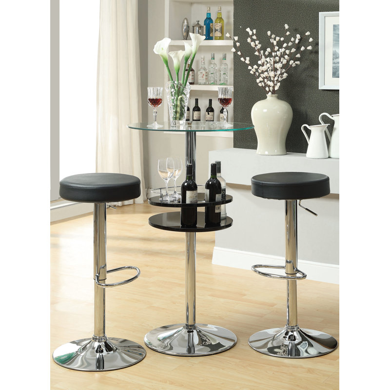 Wrought Studio™ Inmer Round Bar Table with Shelf in Black and Silver ...