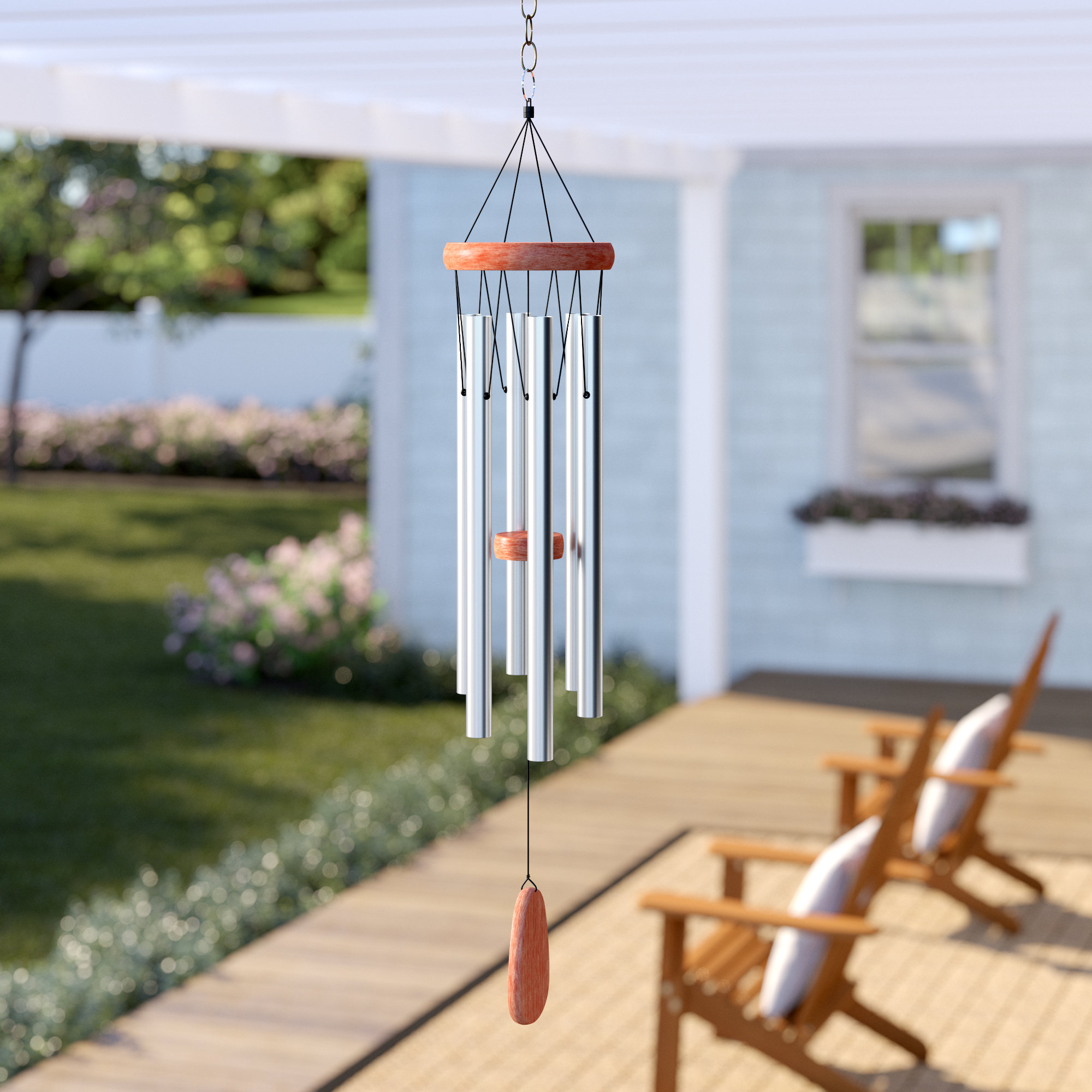 Highland Dunes Tailynn 28 Metal and Wood Wind Chime- Tuned Metal Wind ...