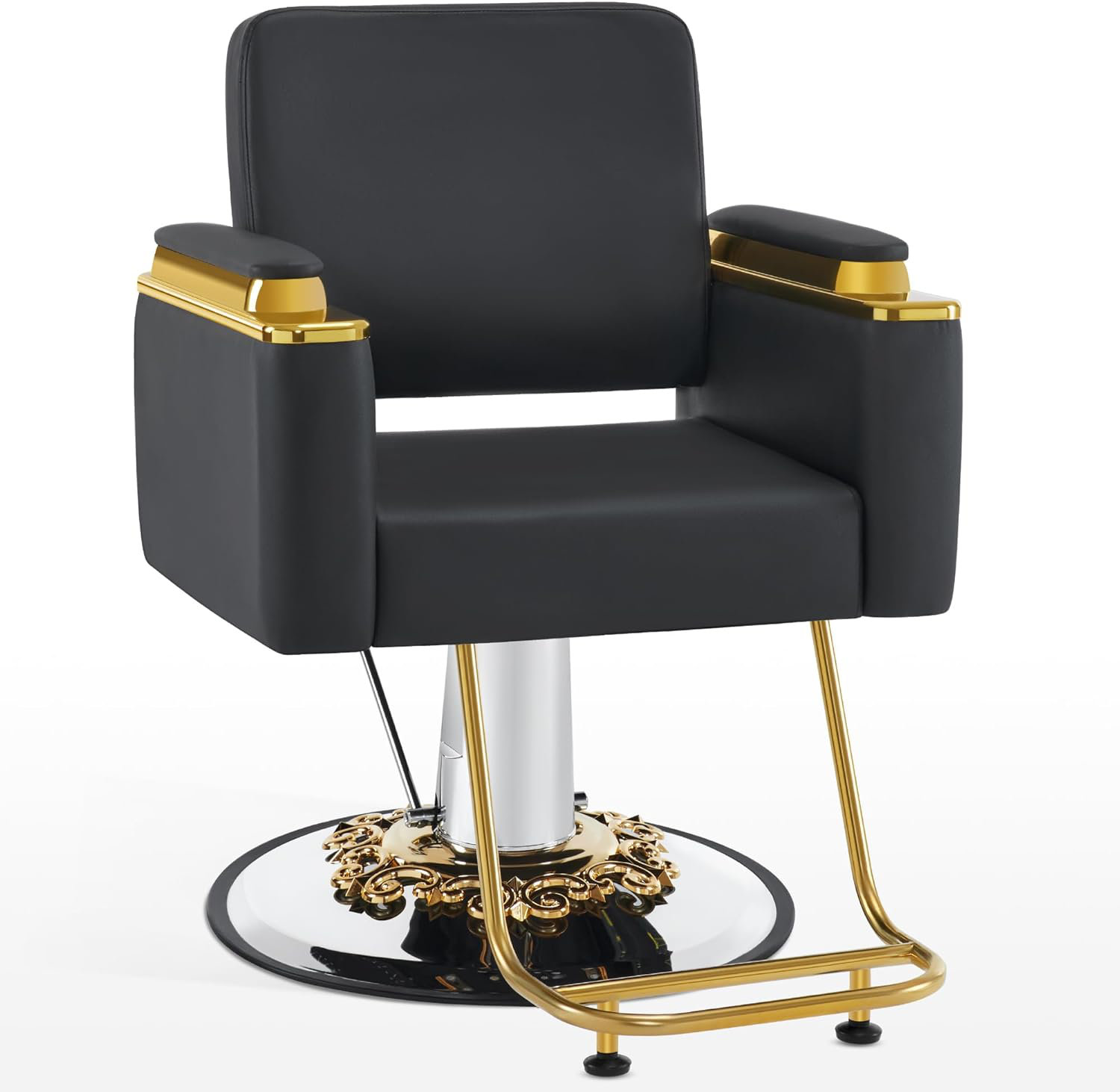 Everly Quinn Lorianna Modern Salon Chair with Golden Trim, Height ...