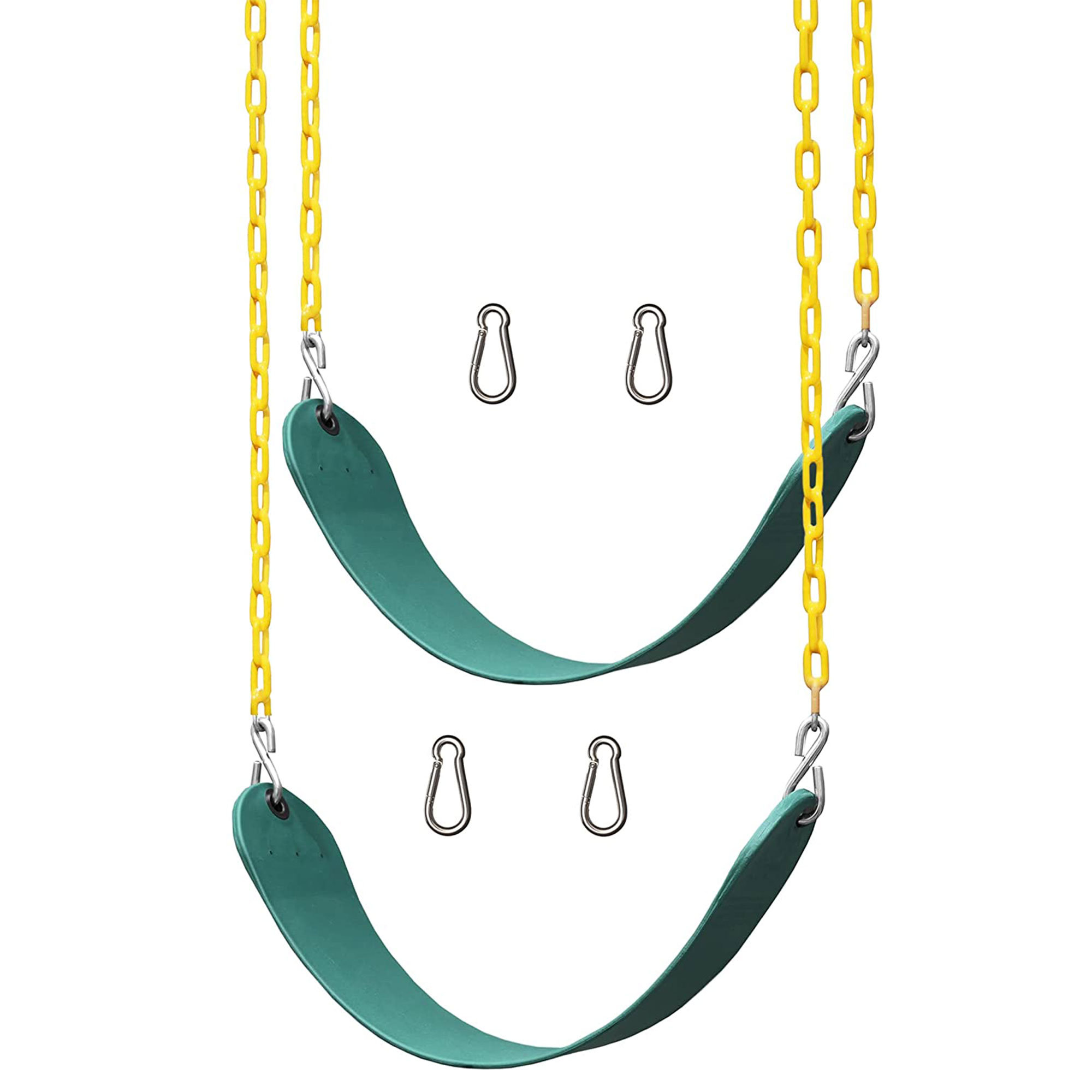 Jungle Gym Kingdom 6 Piece Plastic Belt Swing with Chains and Hooks ...