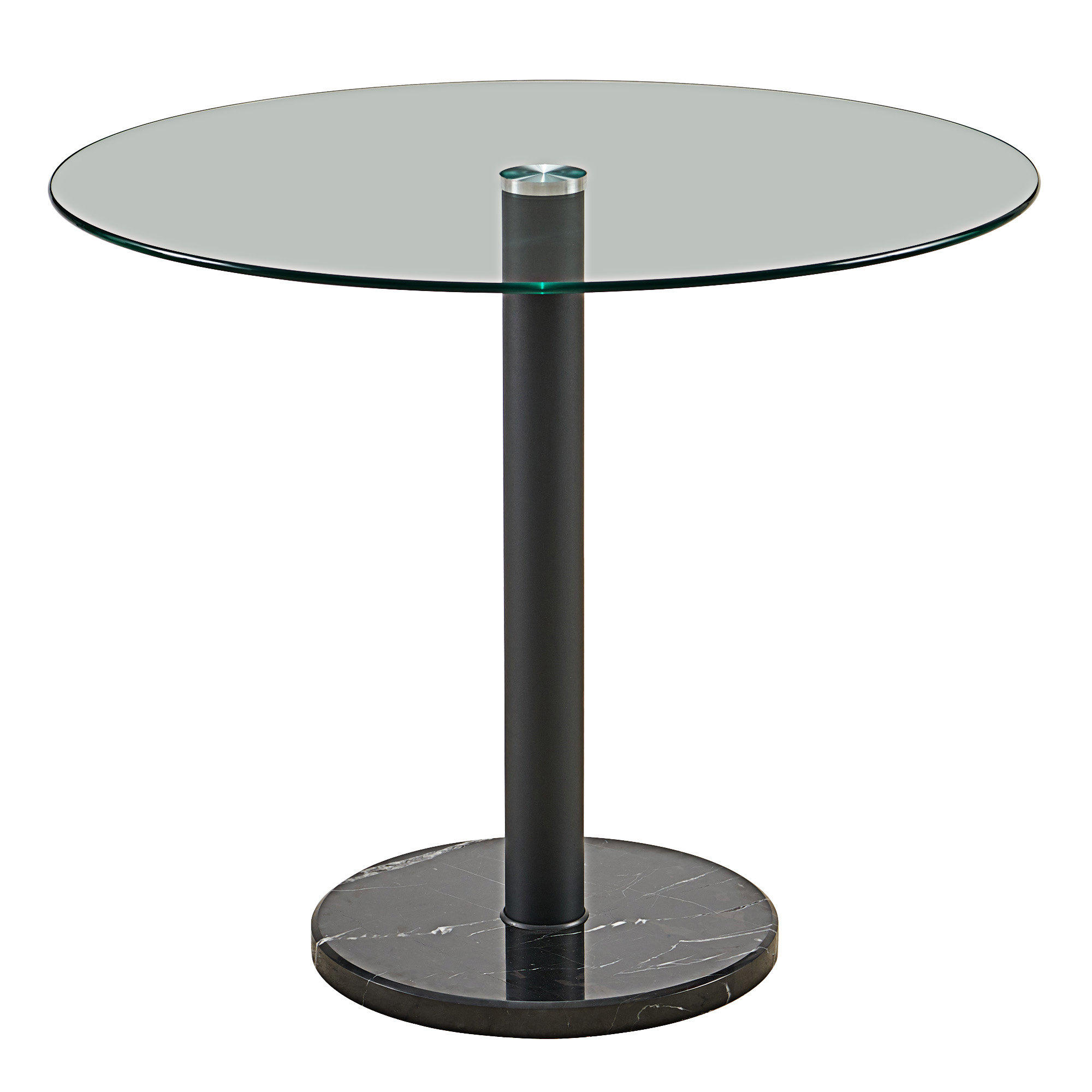 Orren Ellis Modern Round Kitchen Table Coffee Table With Glass Top And ...