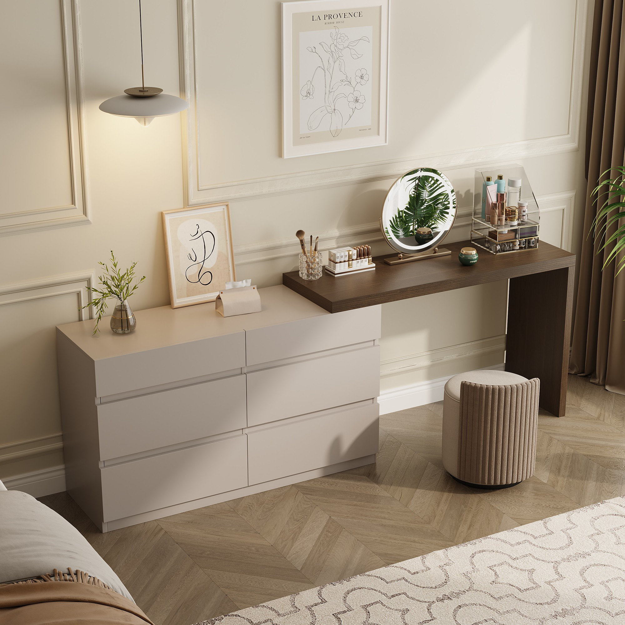 Ivy Bronx Result Modern Home Office Expandable Dresser Desk & Reviews ...