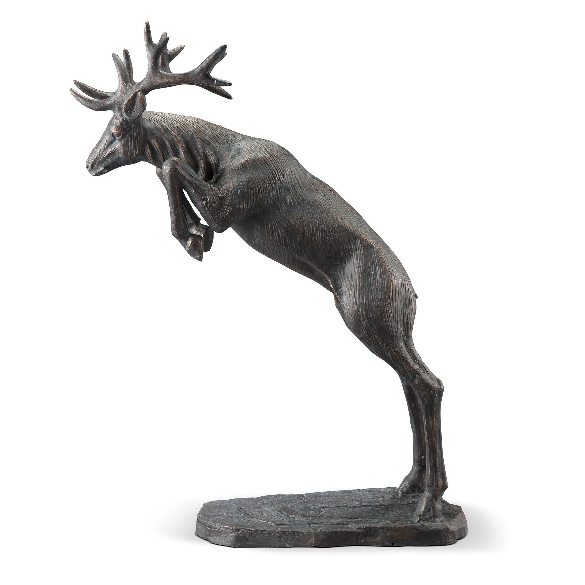 Foundry Select Leaping Stag Garden Sculpture | Wayfair