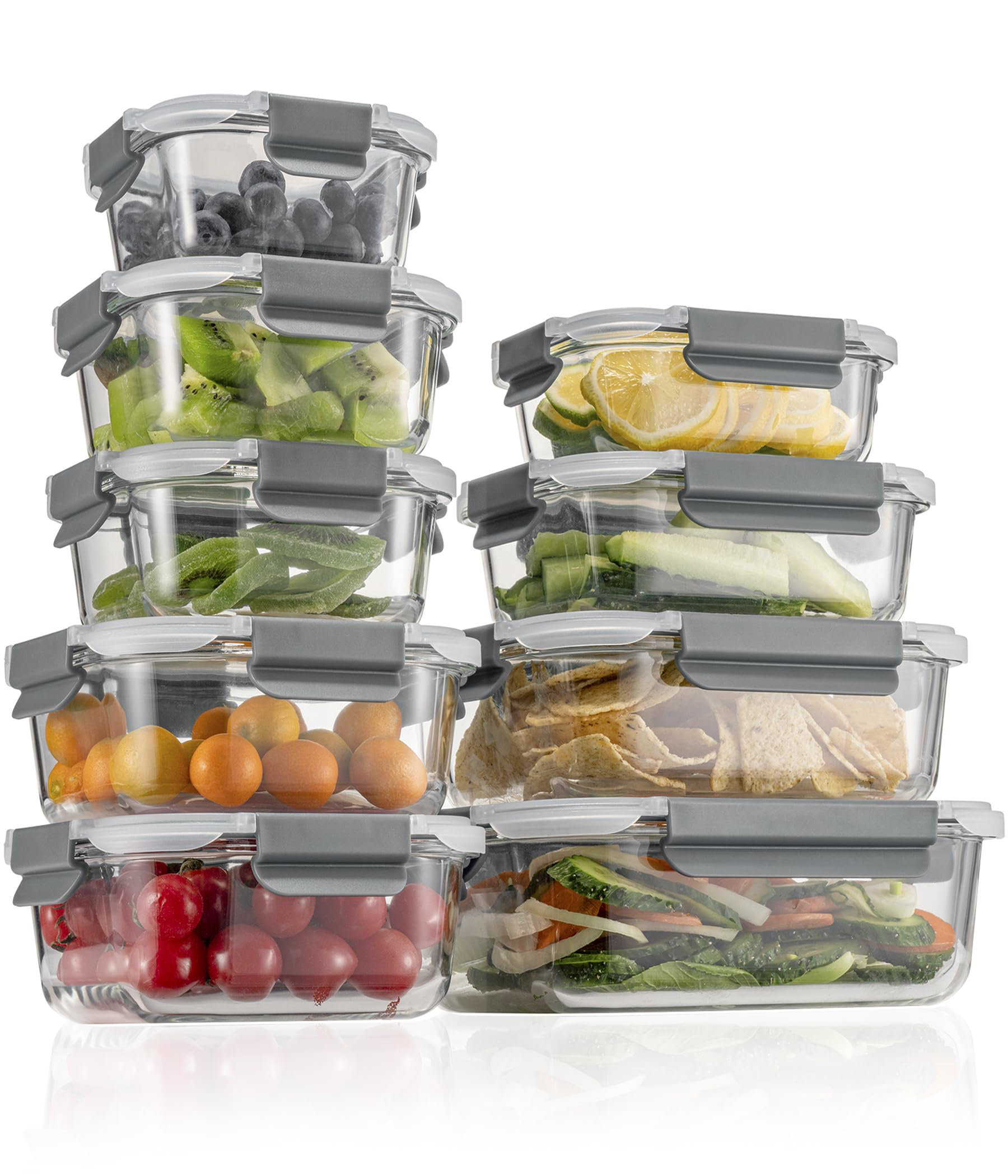 Prep & Savour Airtight Glass Food Storage Containers with Lids ...