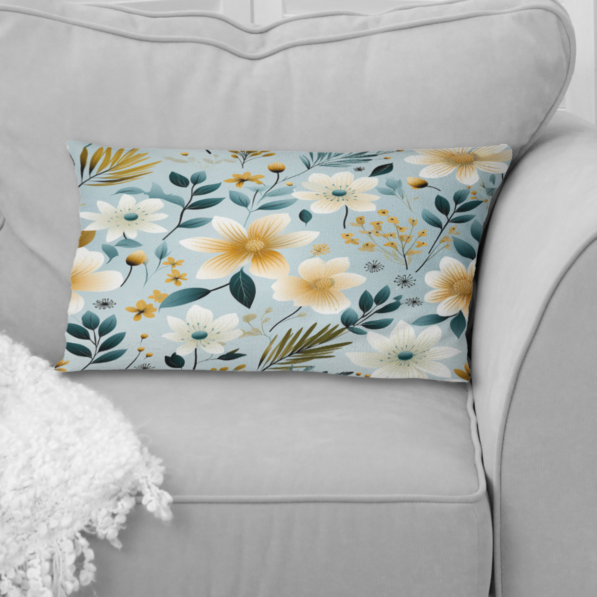 Design Art Scandinavian Garden Flower Whirl III - Floral Printed Pillow ...