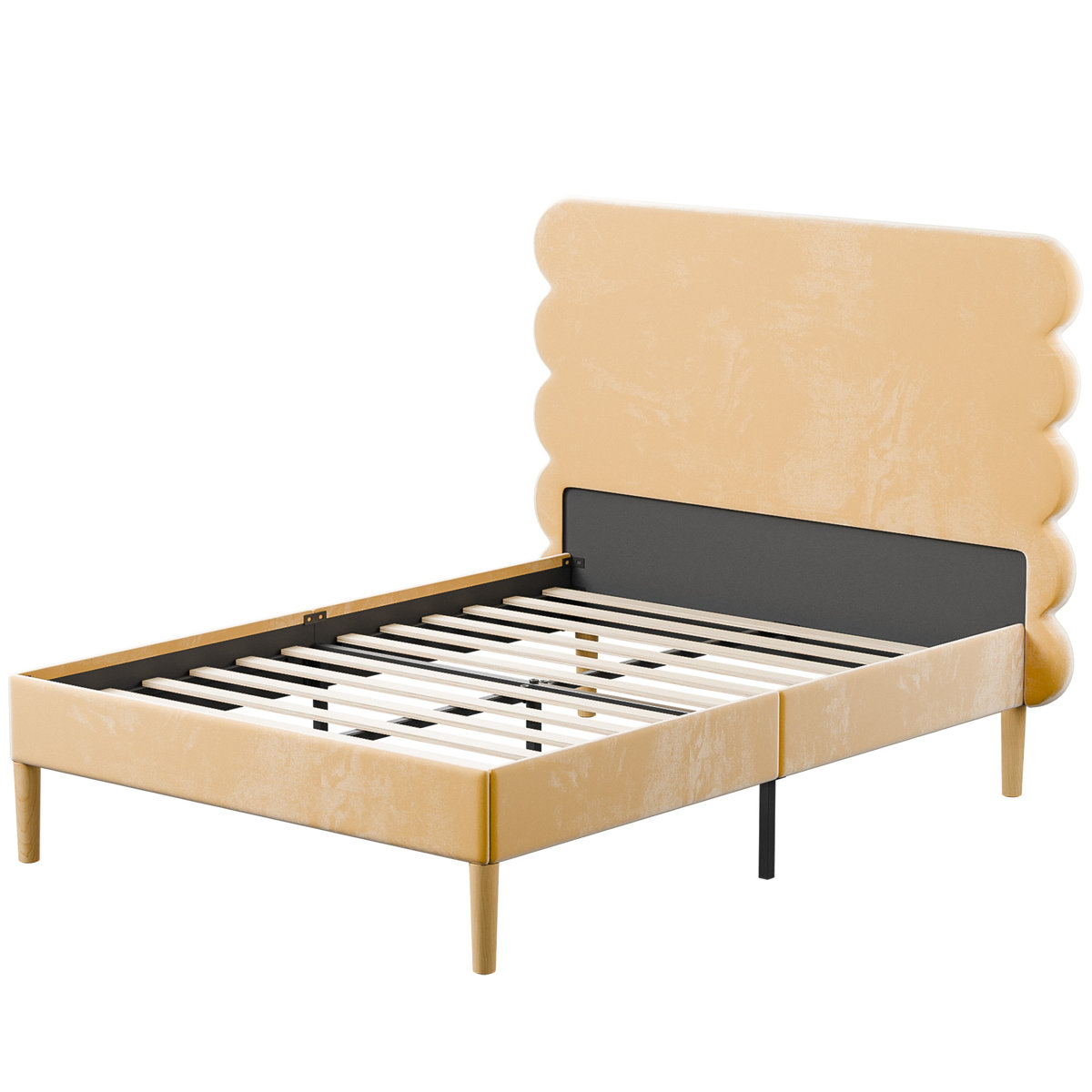 Mercer41 Velvet Henley Upholstered Scalloped Bed | Wayfair