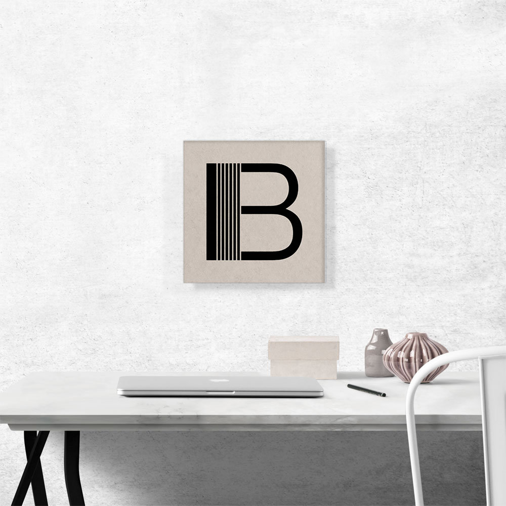 ARTCANVAS Beige Black Line Alphabet Letter B - Wrapped Canvas Textual ...