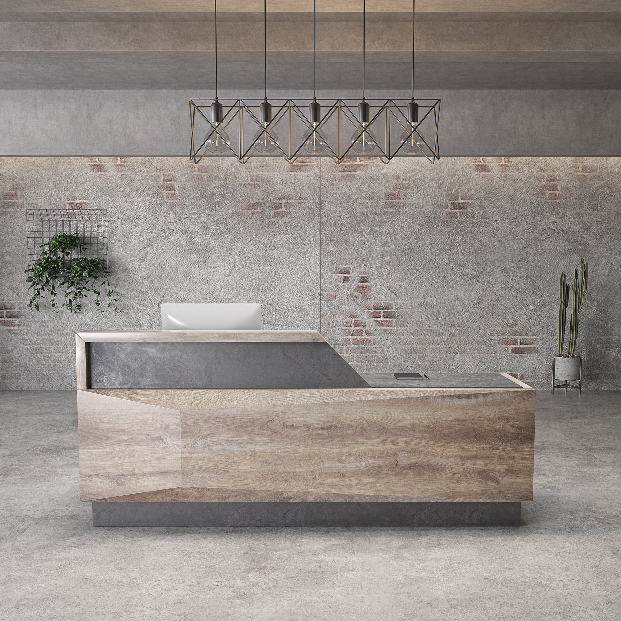 Ivy Bronx Industrial office reception desk, Store checkout counter with ...