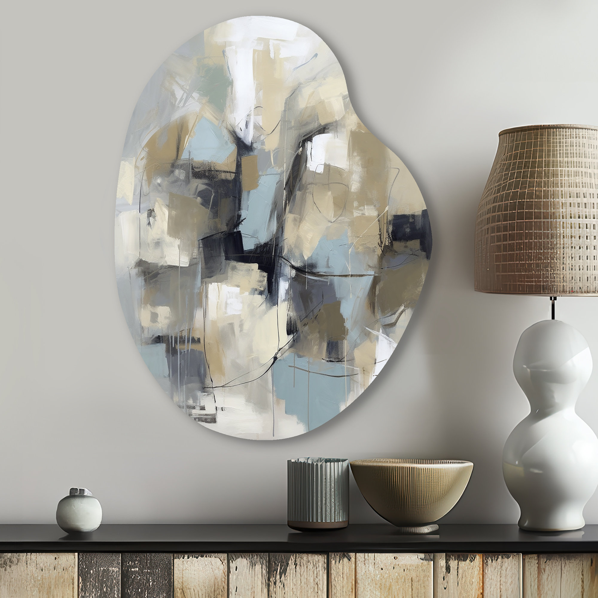 Design Art Beige And Grey Unbounded Creativity I - Abstract Painting ...