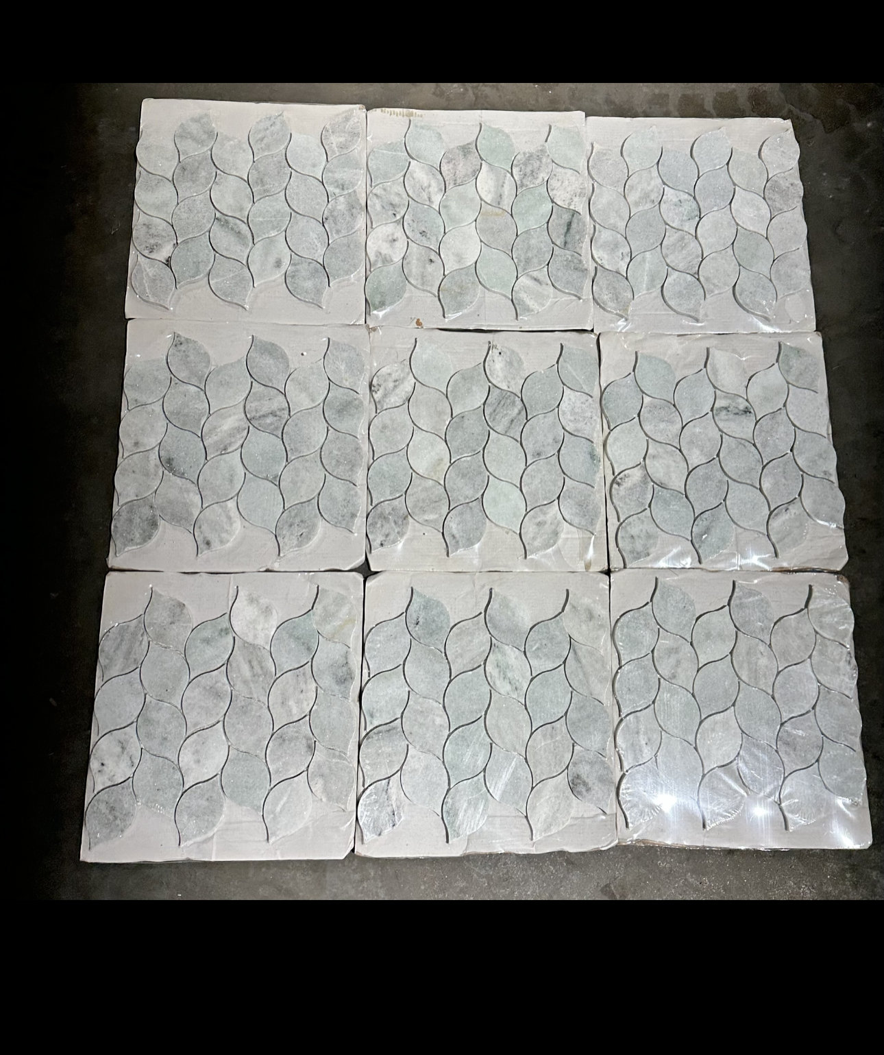 Tileville 12" x 13" Premium Ming Green Marble Leaf Pattern Mosaic Wall ...