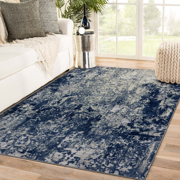 17 Stories Abstract Blue/Beige Area Rug | Wayfair