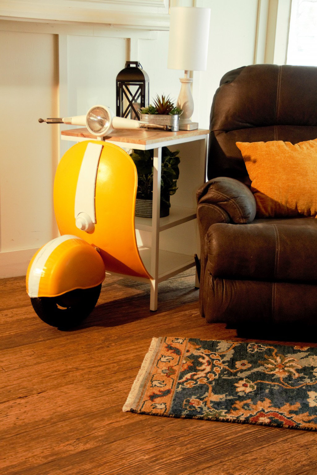 Trinx Yellow Wood And Metal Mini Scooter End Or Side Table - Wayfair Canada