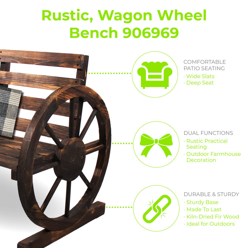 Millwood Pines Avanley Outdoor Wooden Wagon Wheel Bench & Reviews | Wayfair