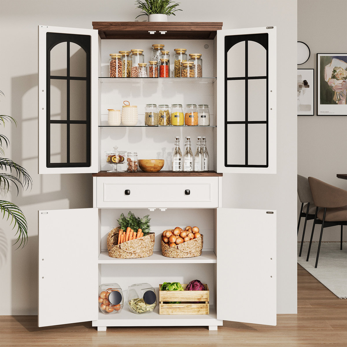 Ophelia & Co. 71” Tall Kitchen Pantry Cabinet With LED Lights ...