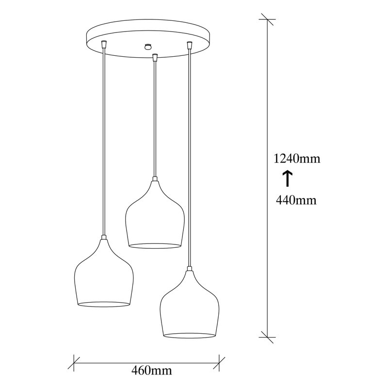 East Urban Home 3 - Light Black Cluster Pendant | Wayfair