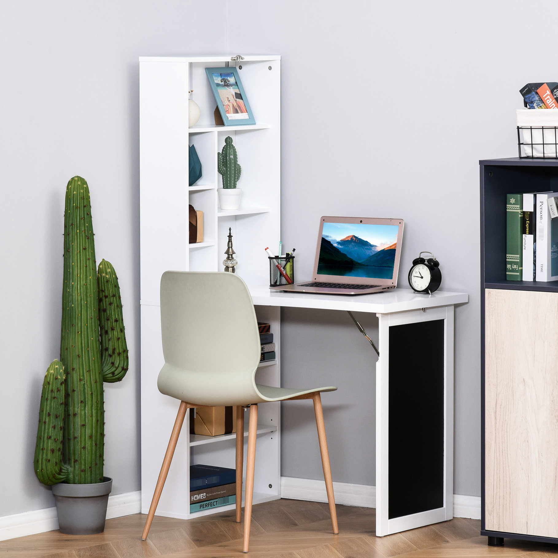 Ebern Designs Convertible Workstation With Blackboard And Side Shelf ...