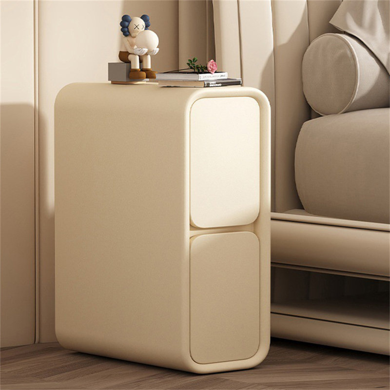 Ivy Bronx Narrow Nightstand, 2 Drawer Bedside Table, Solid Wood End ...