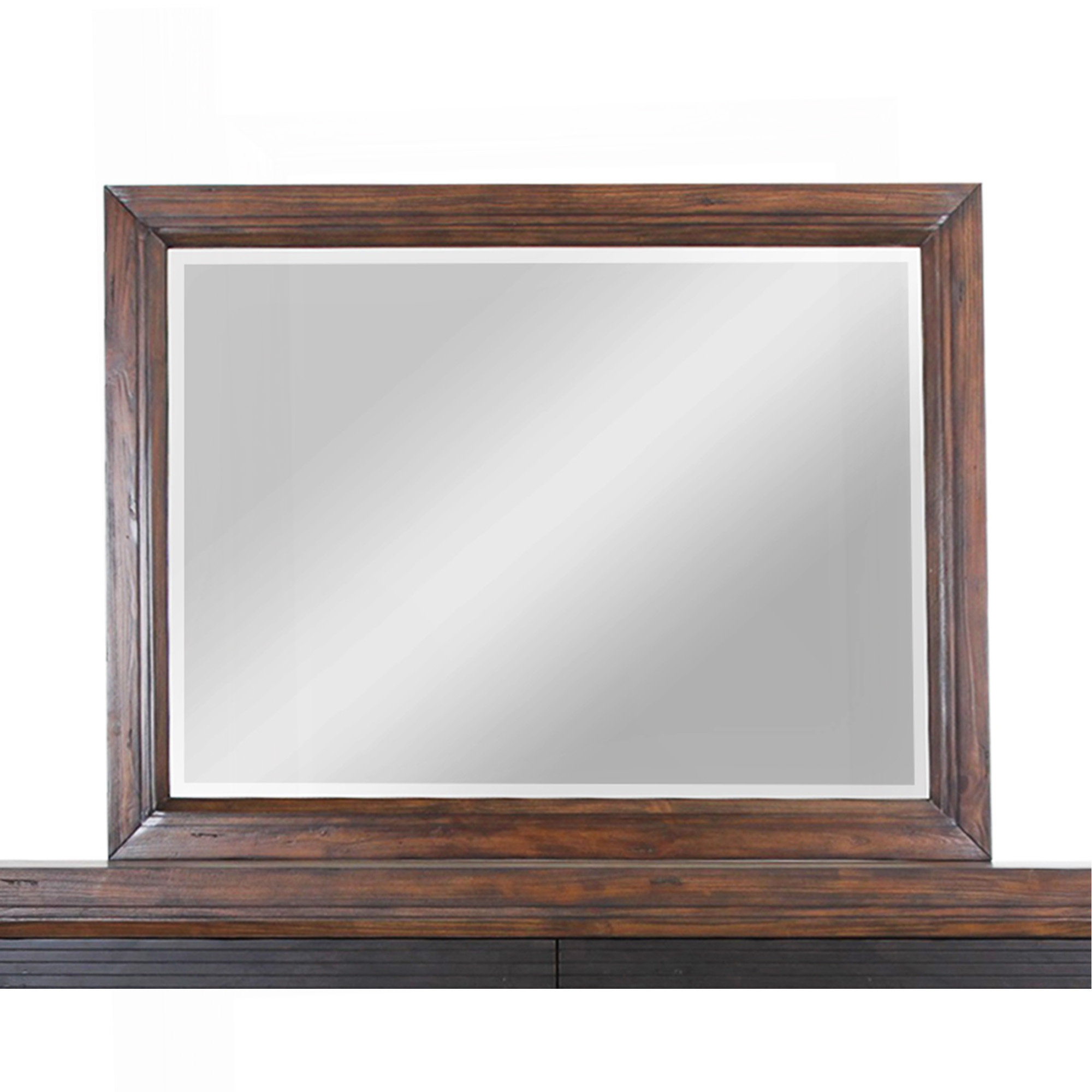 Loon Peak® Exquisite Wooden Mirror With Rustic Finish And Beveled Glass ...