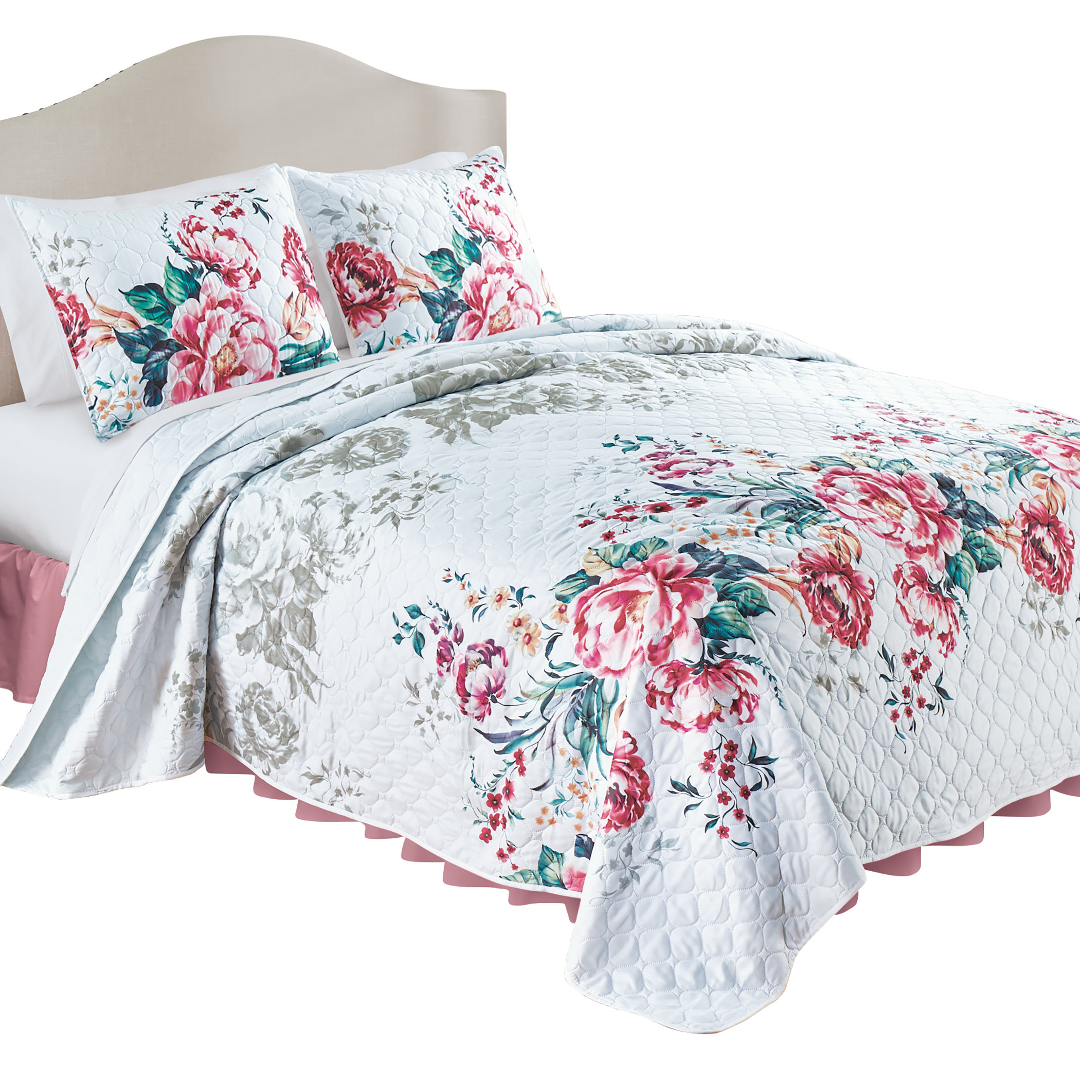 Winston Brands Elegant Roselle Colorful Roses Design Oversized Quilt ...