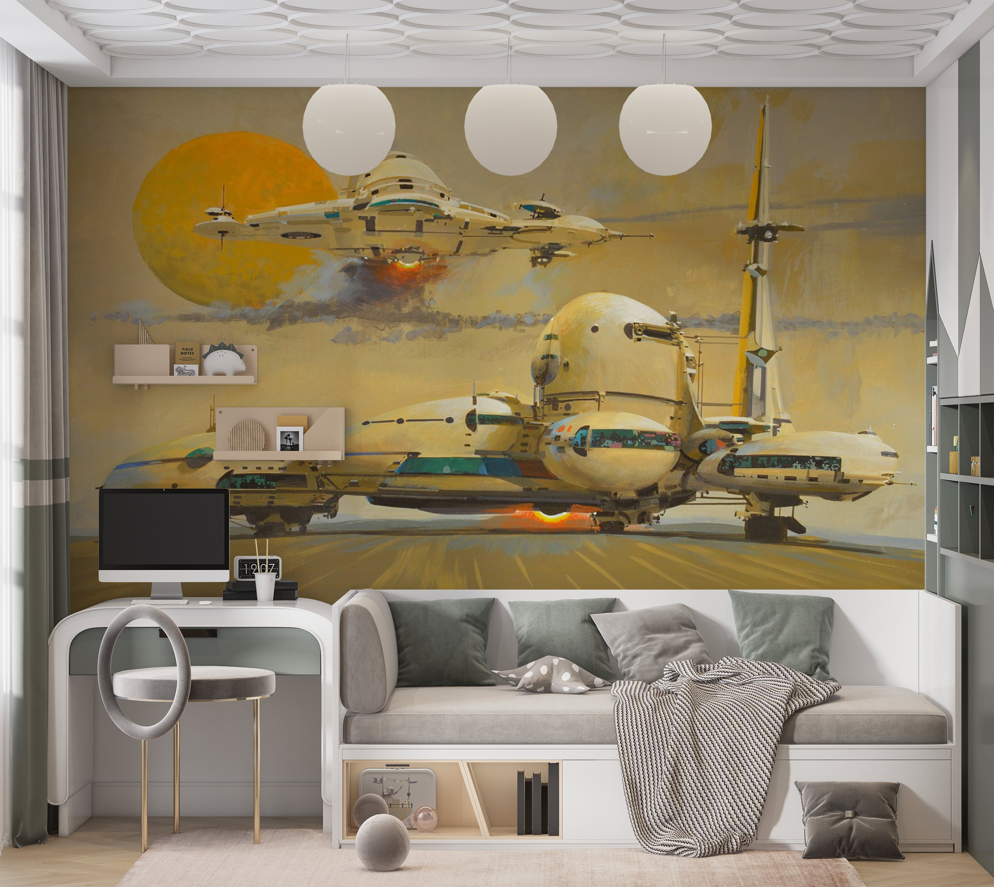 17 Stories Premium Peel & Stick Wall Mural - Retro Futuristic ...
