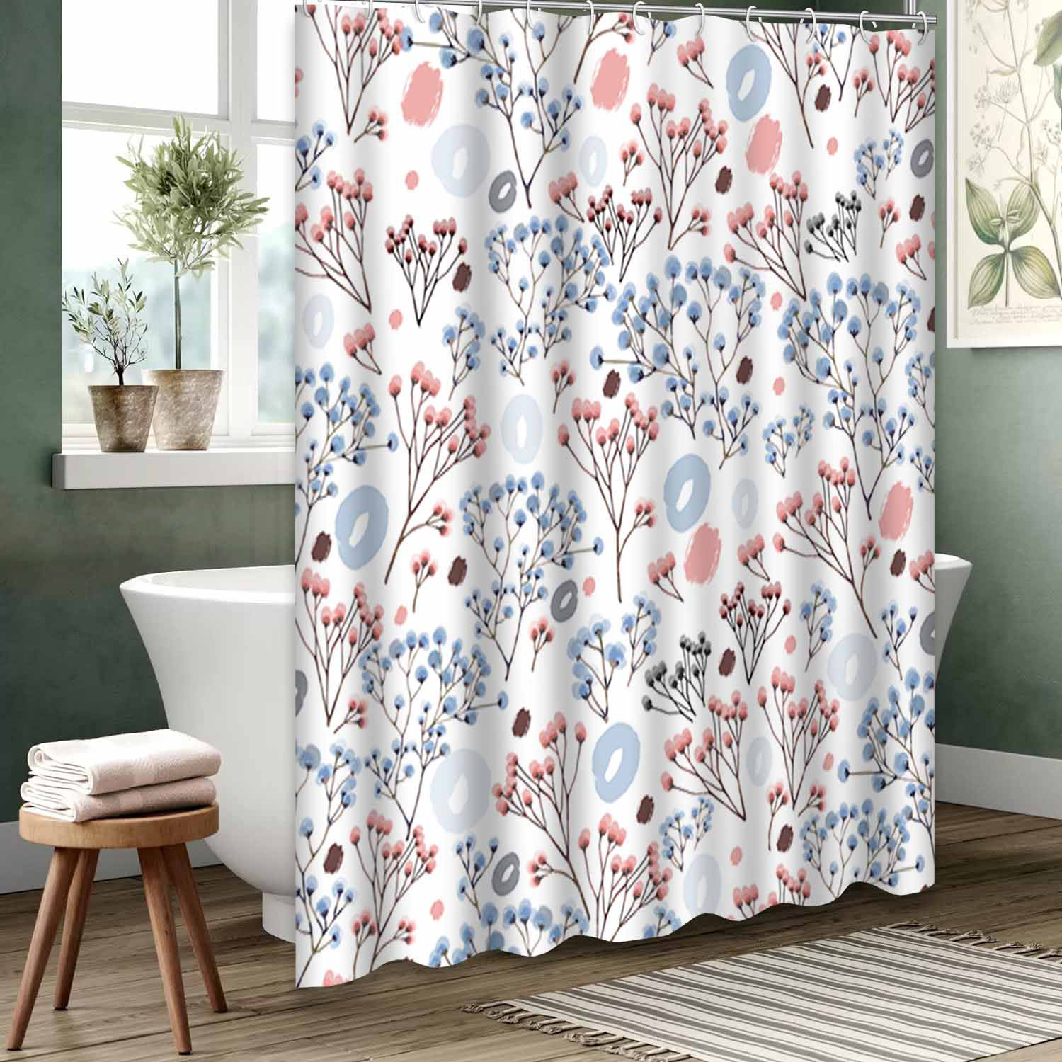 East Urban Home Waterproof Shower Curtain,Floral Seamless Pastel Colors ...