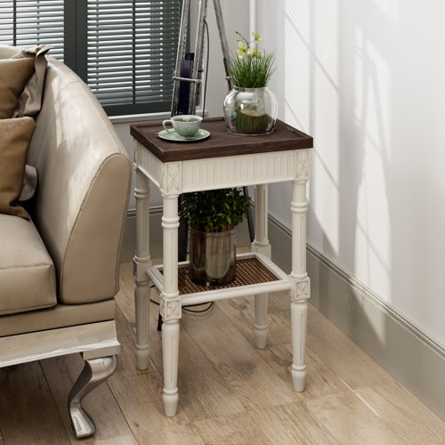 One Allium Way® Psomas Rustic Farmhouse Square End Table, Distressed ...