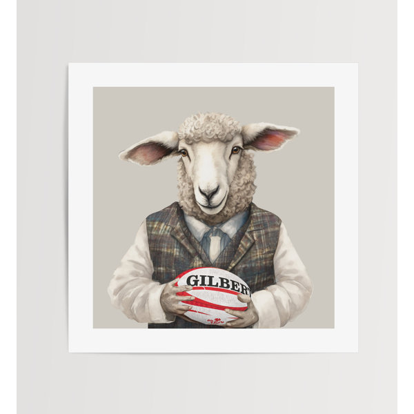 Happy Larry Watercolour Welsh Rugby Sheep Gilbert Country Wall Art ...