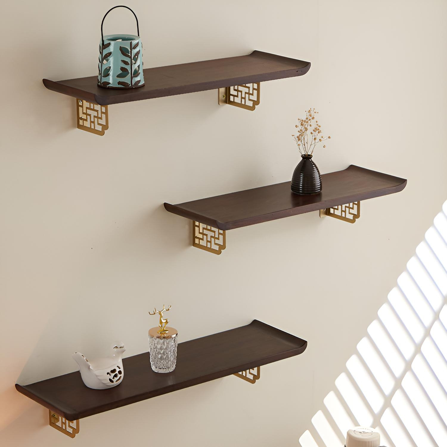 Corrigan Studio Chinese Style Solid Wood Floating Shelf | Classic ...