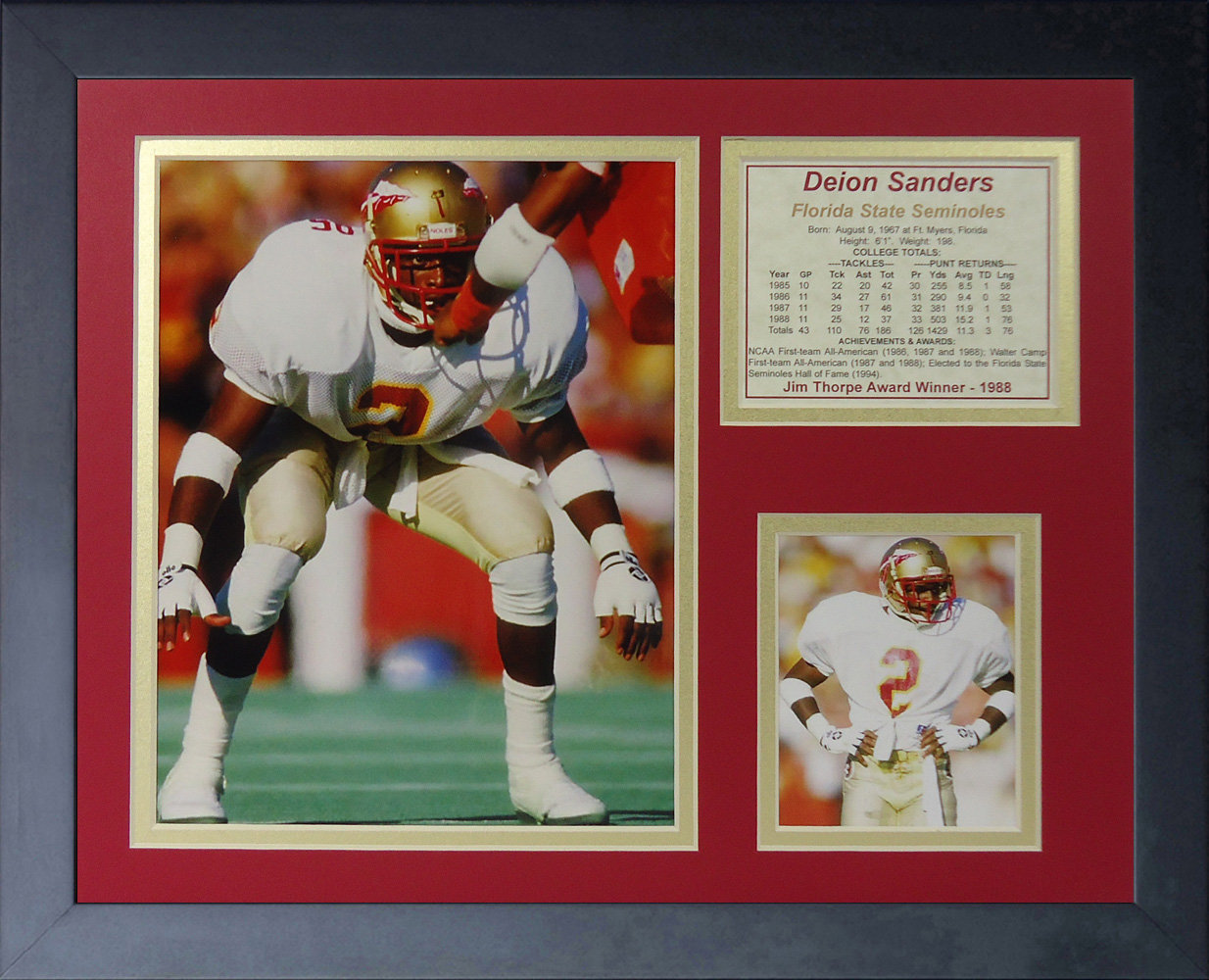 Legends Never Die Deion Sanders Florida State Framed Memorabilia ...