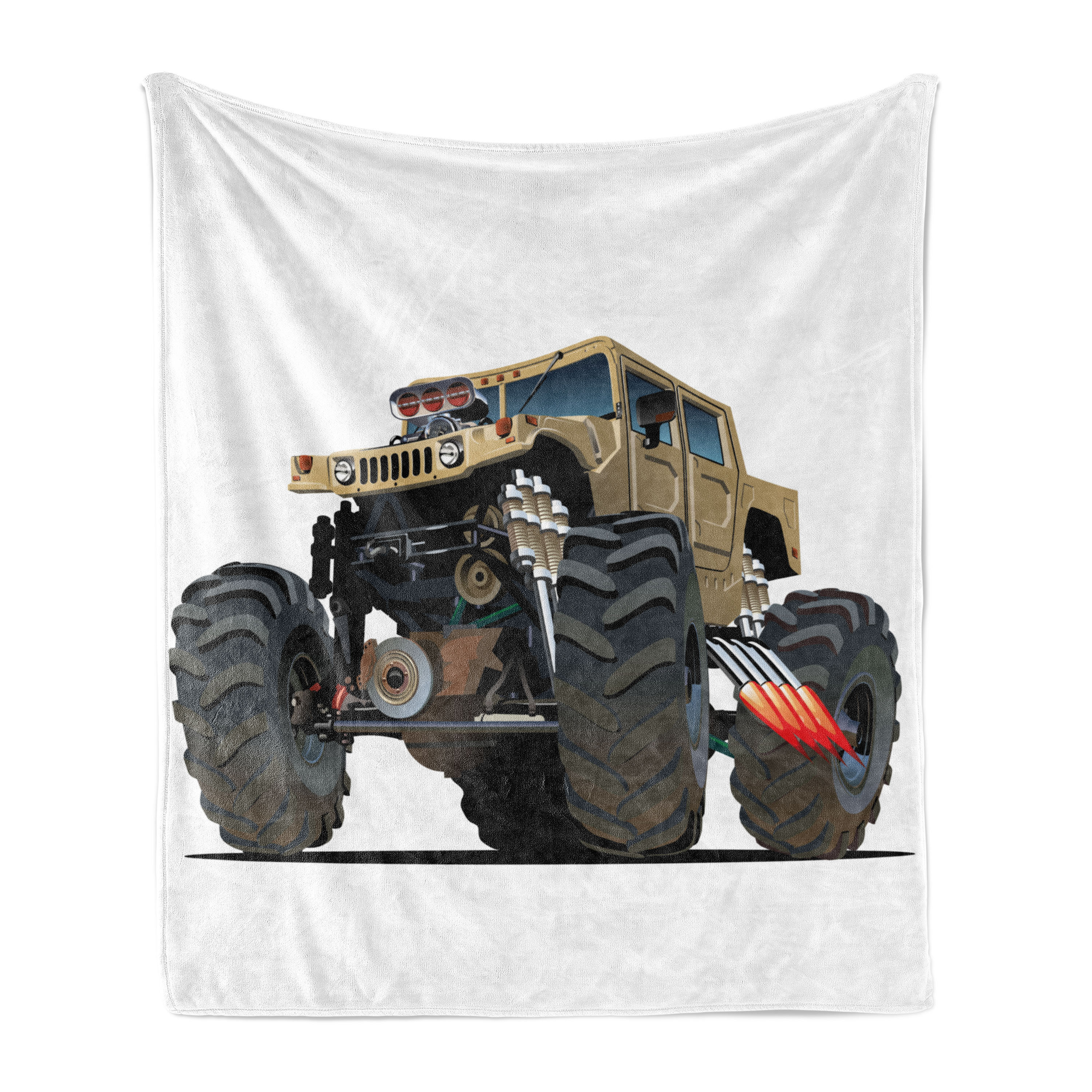 Ambesonne Cartoon Fleece Throw Blanket Monster Truck Racing 70"x90 ...