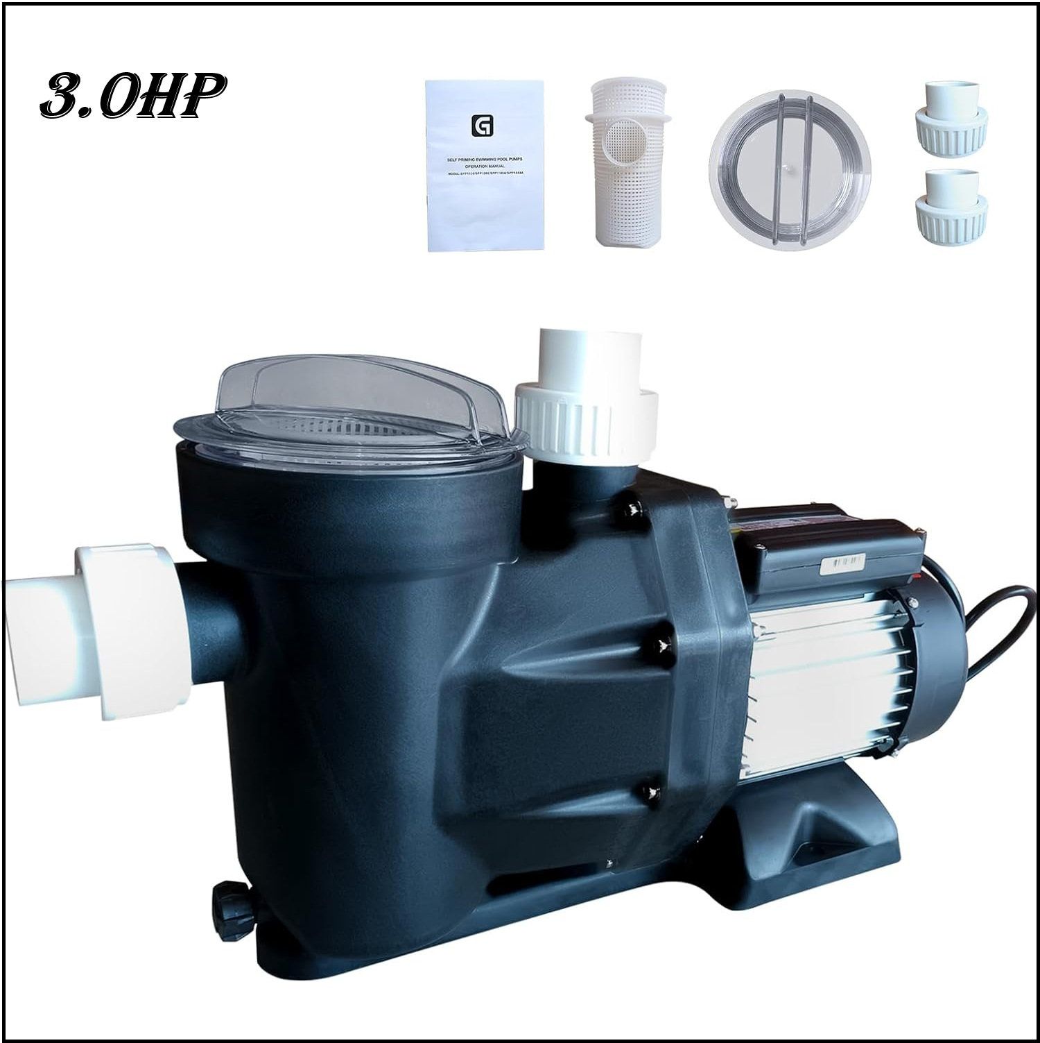 babevy 3.0hp Swimming Pool Pump, 220v Single Speed Pumps Above Ground Self Priming Pool Pump ...