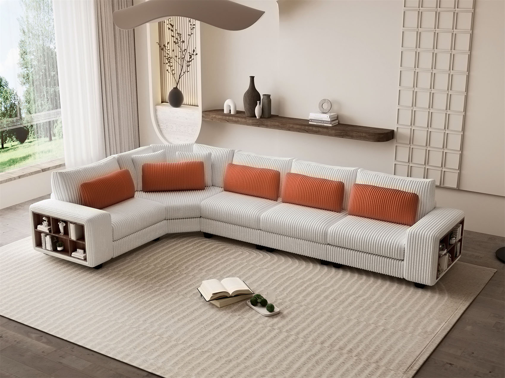 Hokku Designs Modular Sectional L-shaped Sofa with Armrest Wooden Frame ...