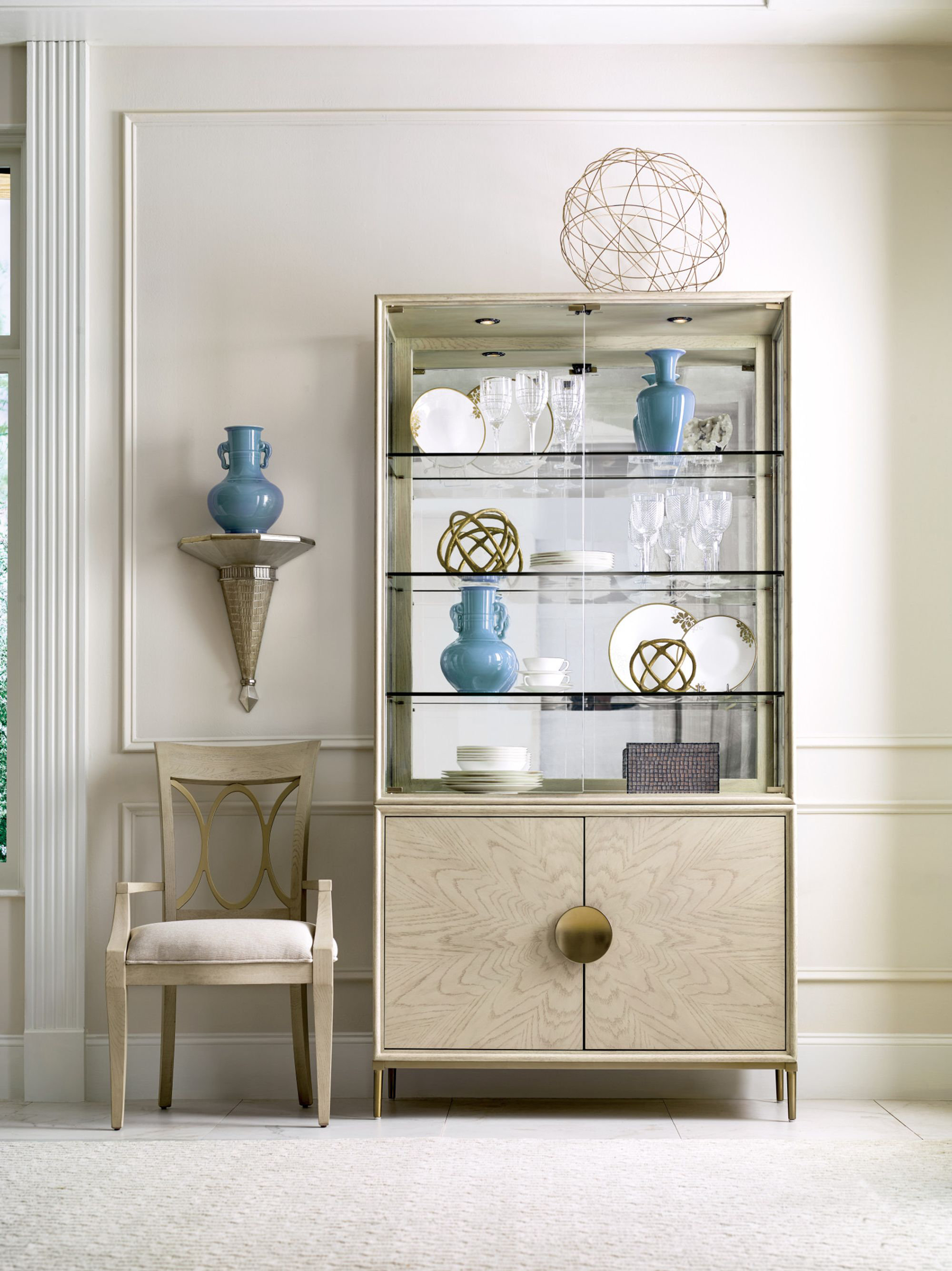 Everly Quinn Compeau 44'' Wide Curio Cabinet with Lighting | Wayfair