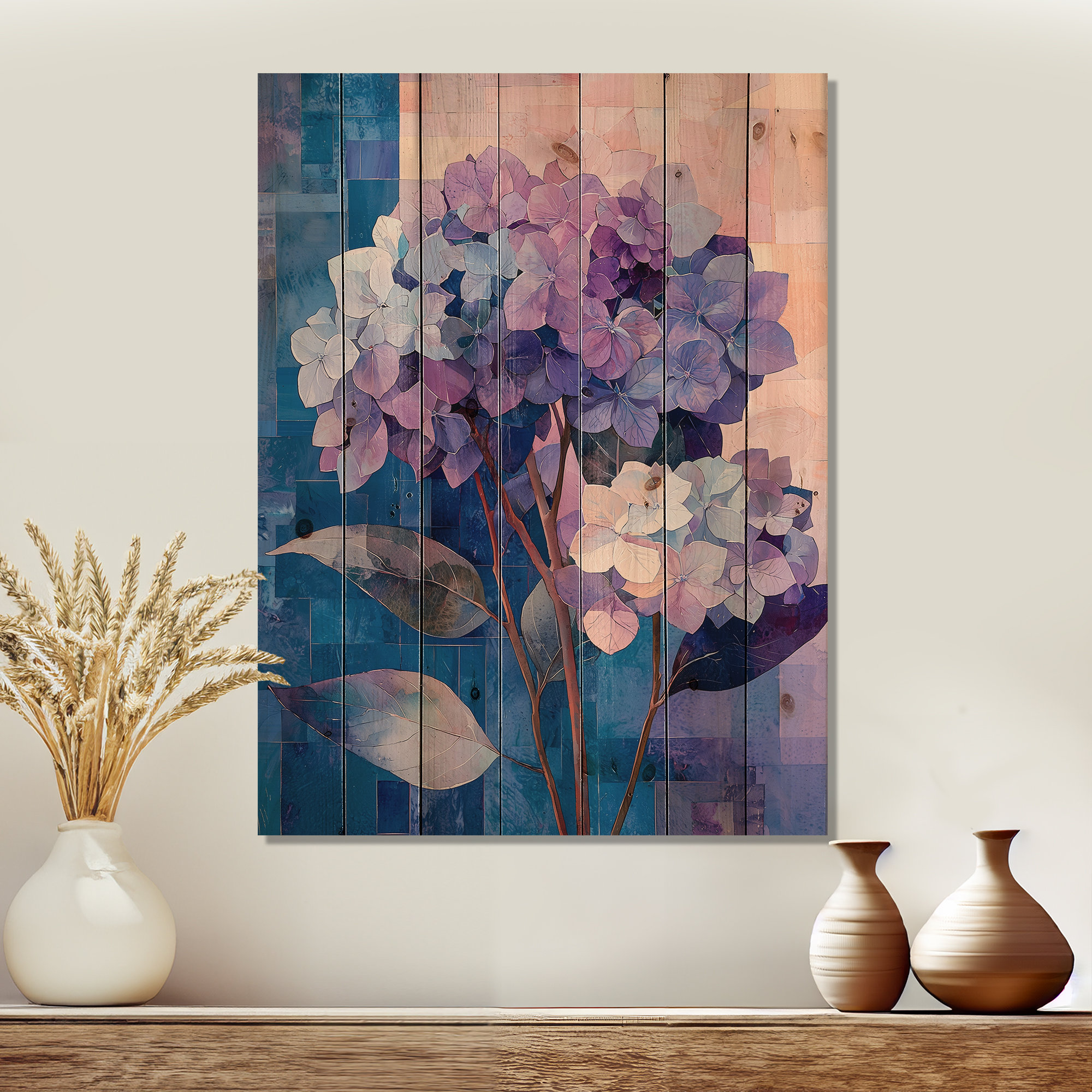 Ophelia & Co. Abstract Floral Collage Of Hydrangea III - Hydrangea Wood ...