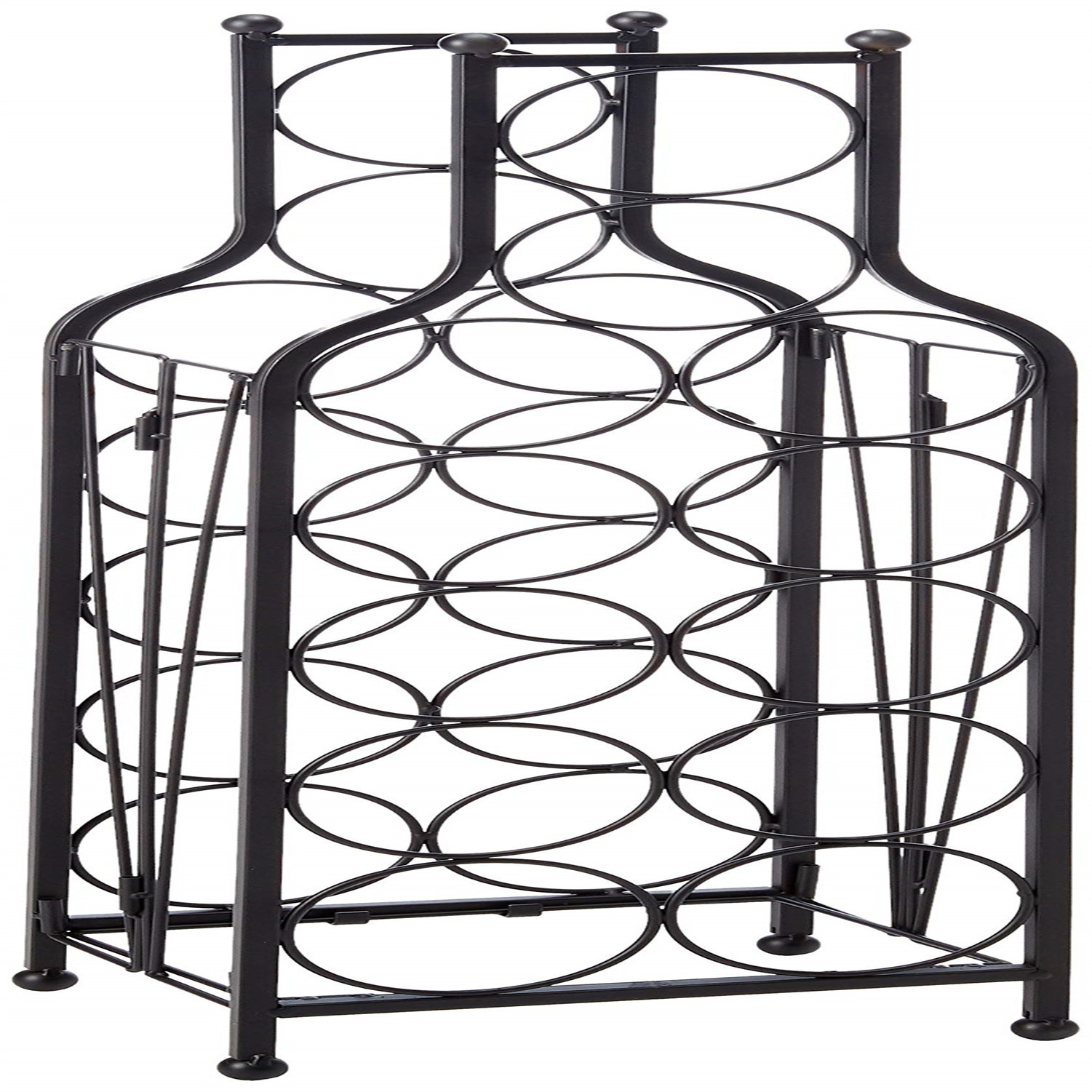 Prep & Savour Kehlani Floor Wine Bottle & Glass Rack Black | Wayfair