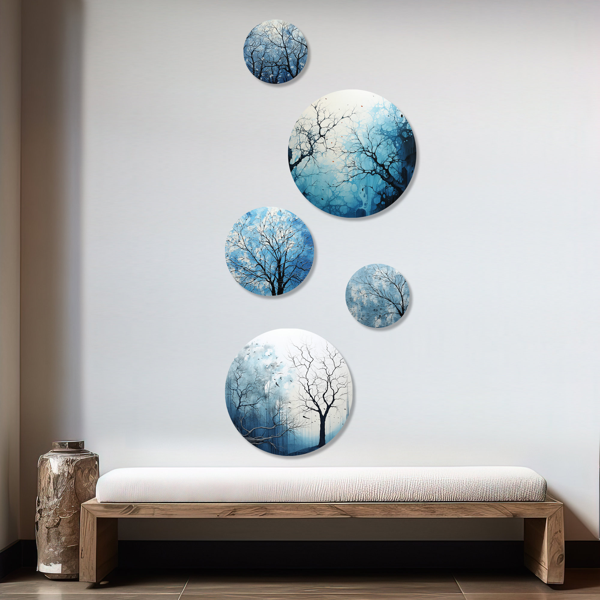 Lark Manor™ Minimalism Blue Tree Landscape - Trees Trees Round Wall Art ...